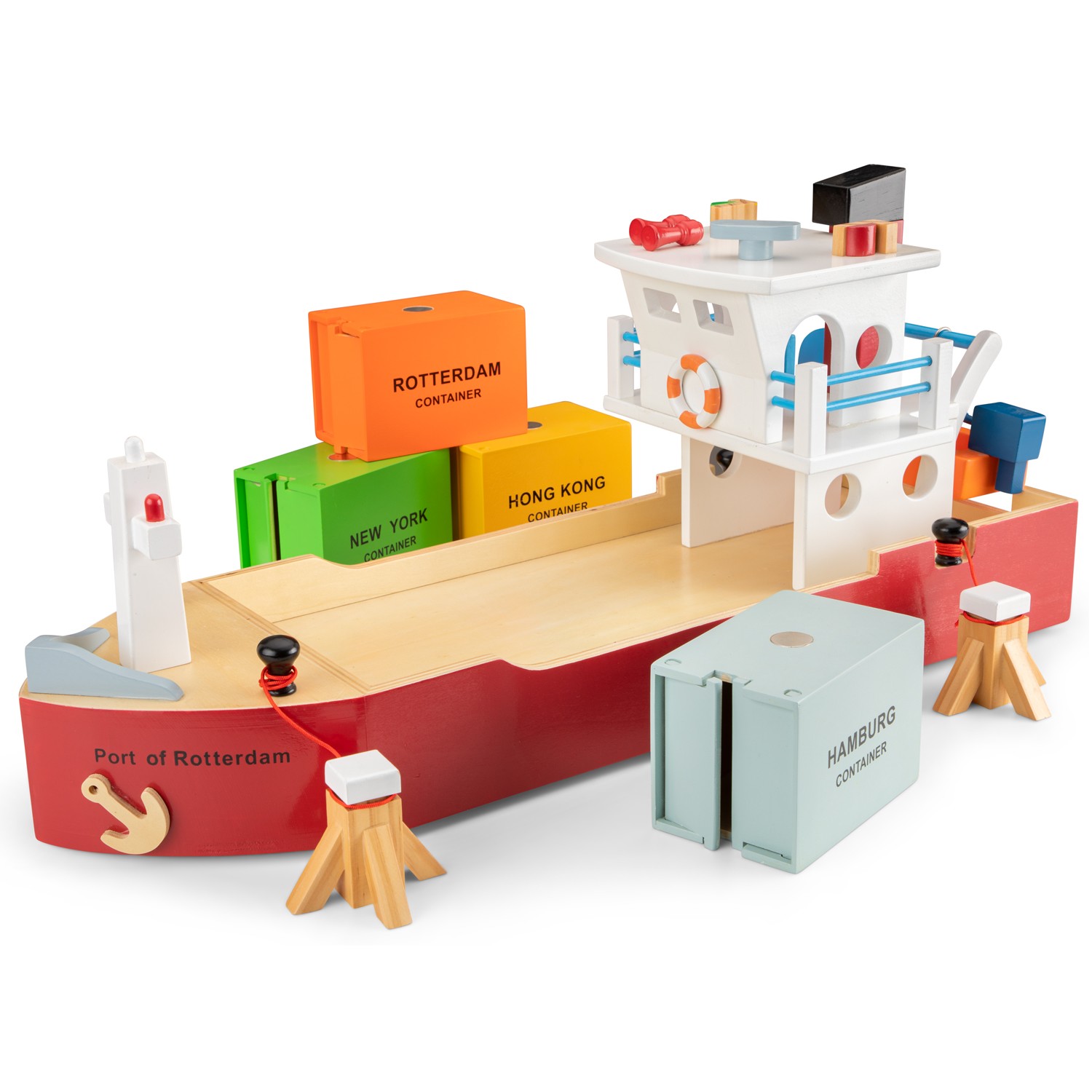 Containerboot met 4 containers | New Classic Toys